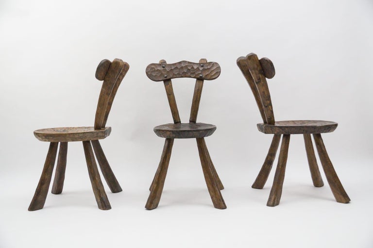 Pair of Brutalist Rustic Modern Sculptured Chairs in the Style of ...