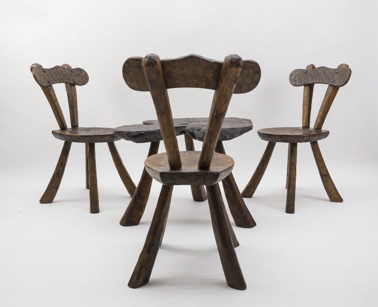 Pair of Brutalist Rustic Modern Sculptured Chairs in the Style of ...
