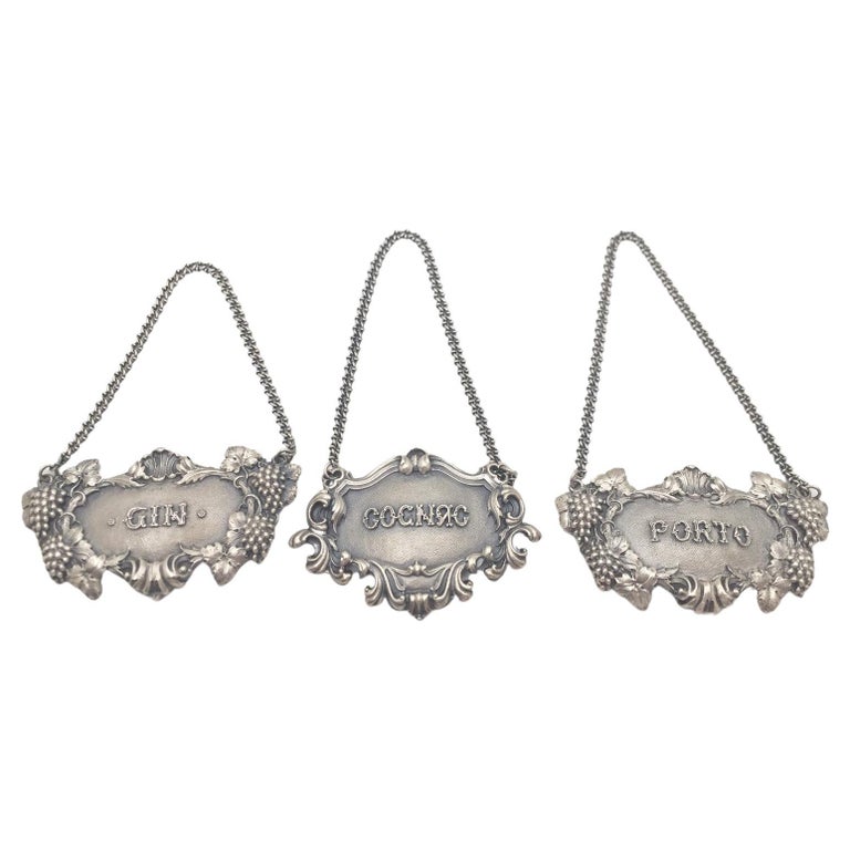 Set of 3 Buccellati Sterling Silver Jug Labels For Sale at 1stDibs