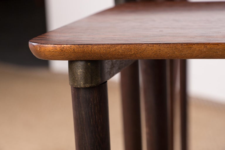 Set of 3 Danish "Bean" Nesting Tables in Rosewood, 1960 For Sale at 1stDibs