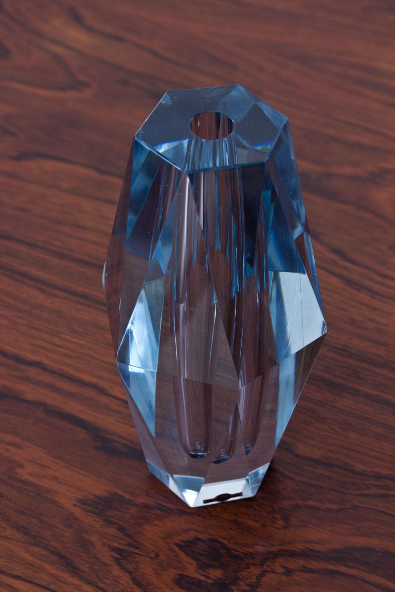 Set of 3 "Diamond" Cut Crystal Vases by Strömbergshyttan, Sweden at 1stDibs