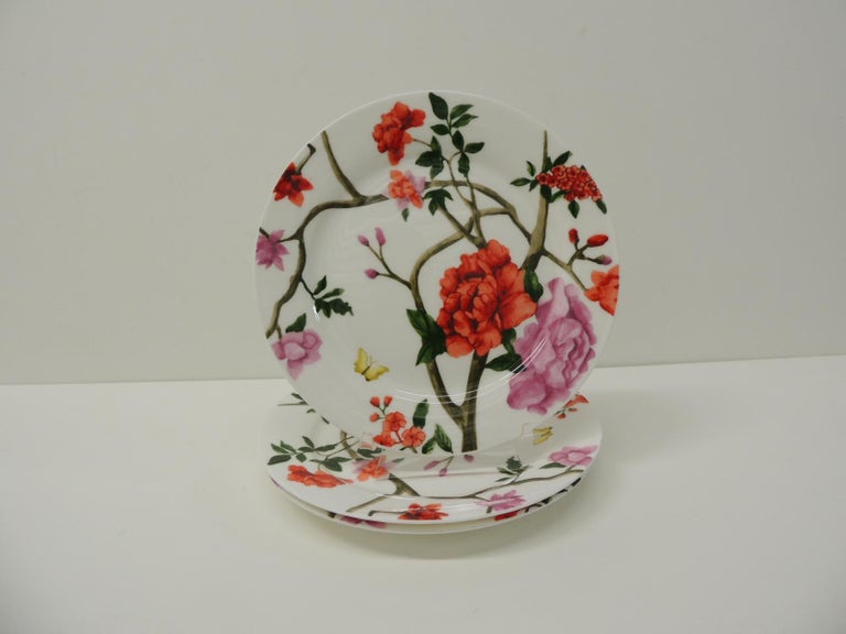 Set of '3' Floral Bone China Dessert Plates at 1stDibs