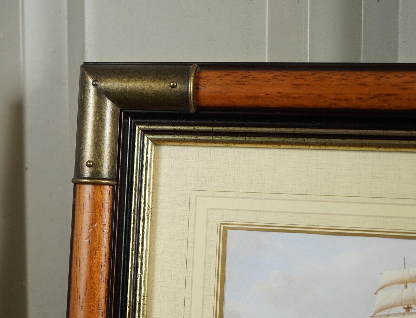 Set of 3 Framed Nautical Maritime Military Campaign Style Brass Ships ...