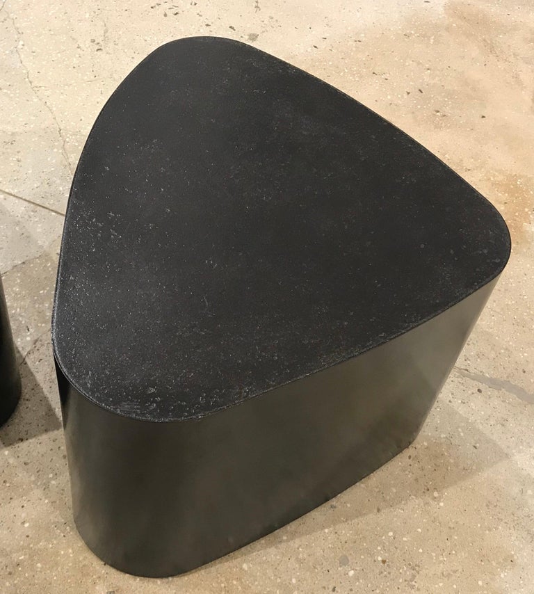 Set of 3 French Custom Black Galet Tables Stephane Ducatteu at 1stDibs