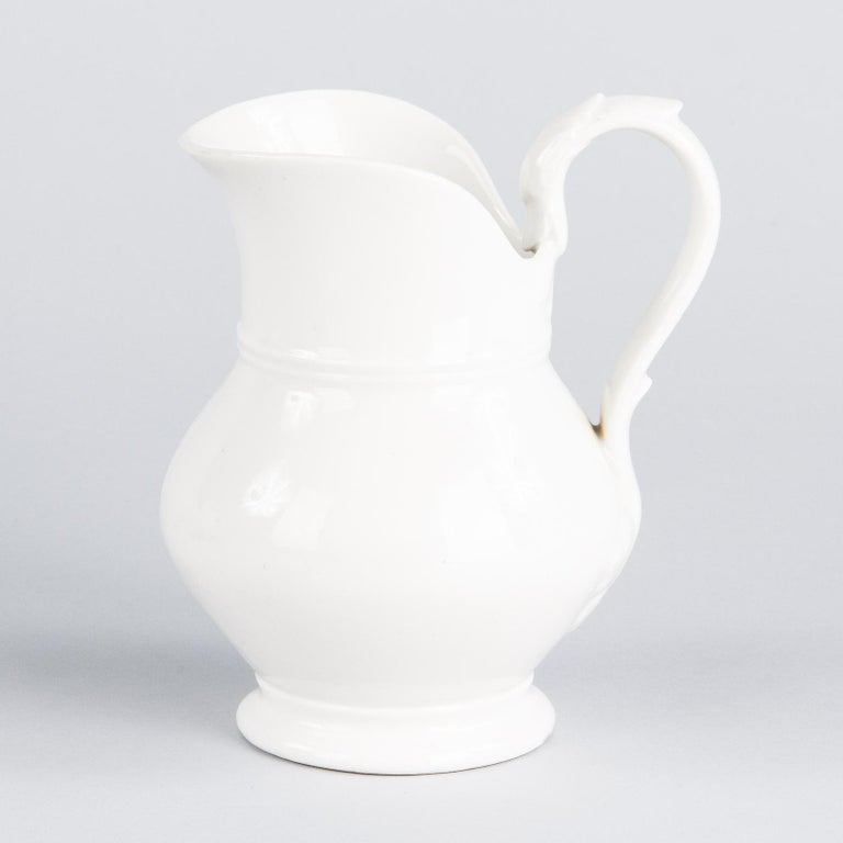 Set of 3 French Midcentury White Ceramic Pitchers at 1stDibs