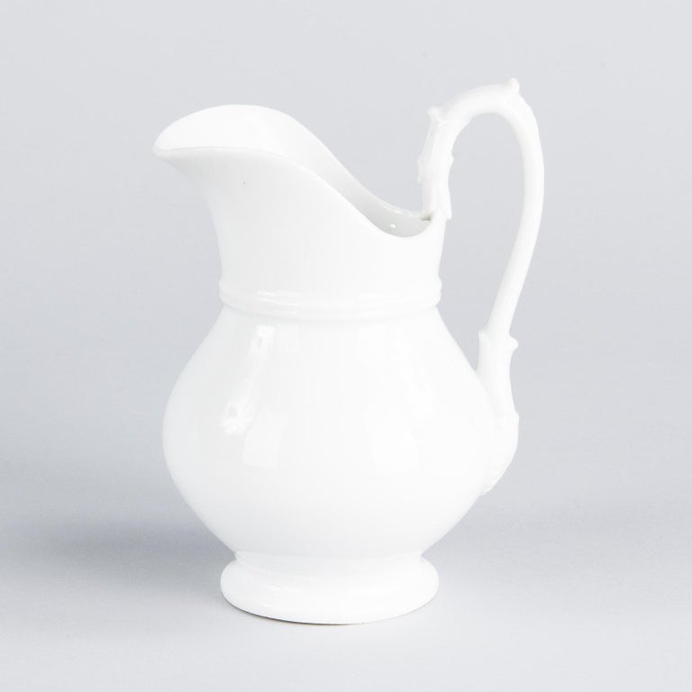 Set of 3 French Midcentury White Ceramic Pitchers at 1stDibs