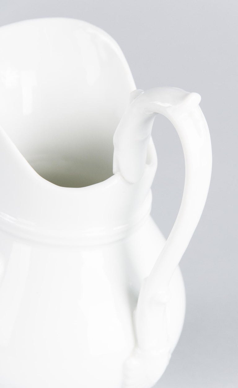Set of 3 French Midcentury White Ceramic Pitchers at 1stDibs