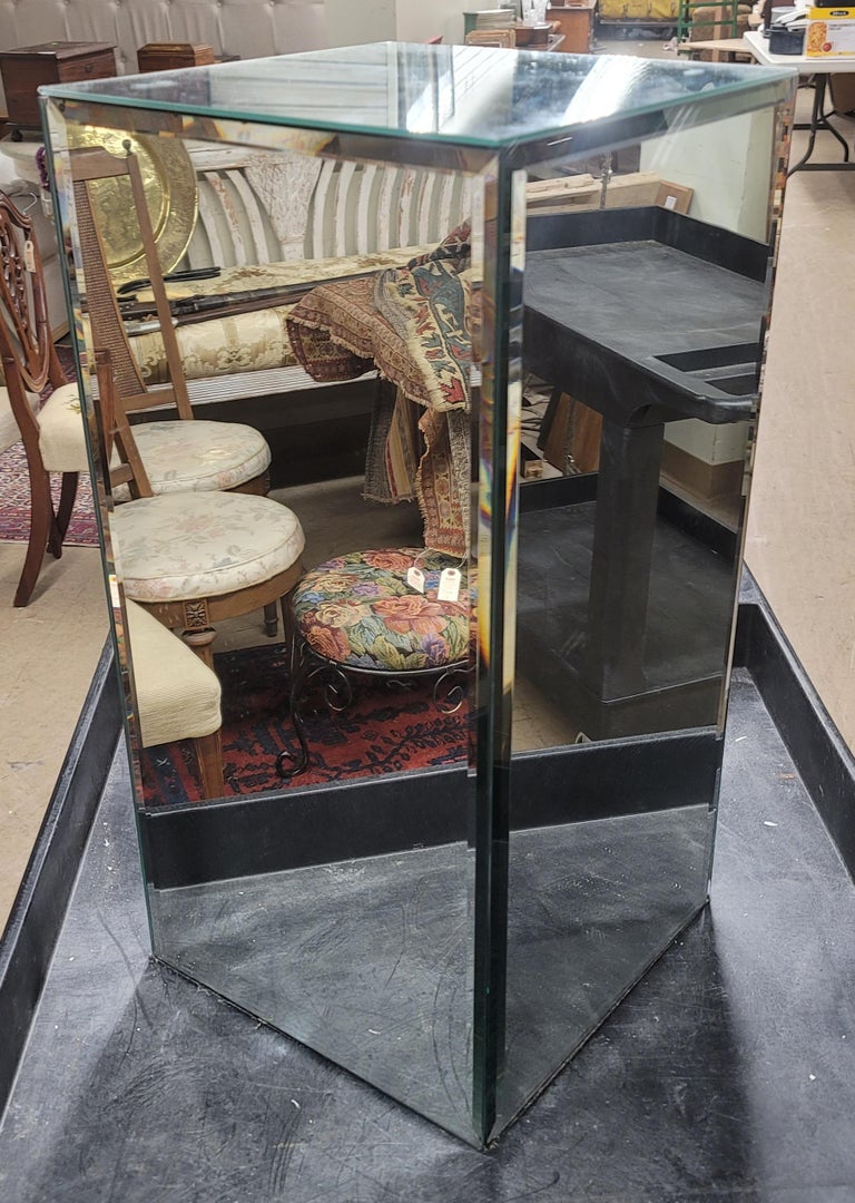 Set of 3 Graduated Modernist Beveled Glass Mirrored Pedestals For Sale ...