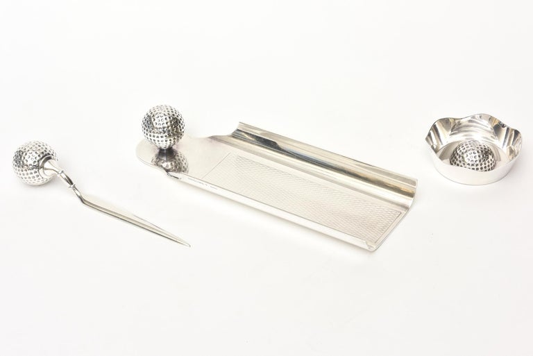 Hermes Silver Plate Golf Desk Accessories, Set of 3 Vintage at 1stDibs