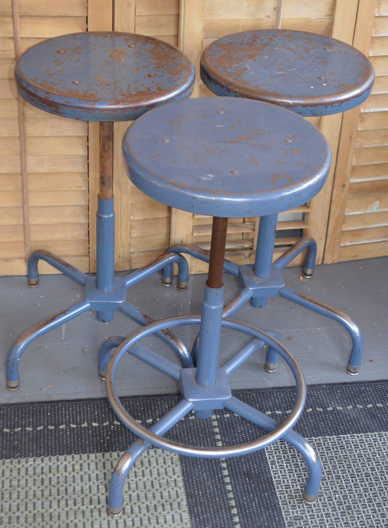 Set of Three Industrial Adjustable Adjusto Steel Counter or Table ...