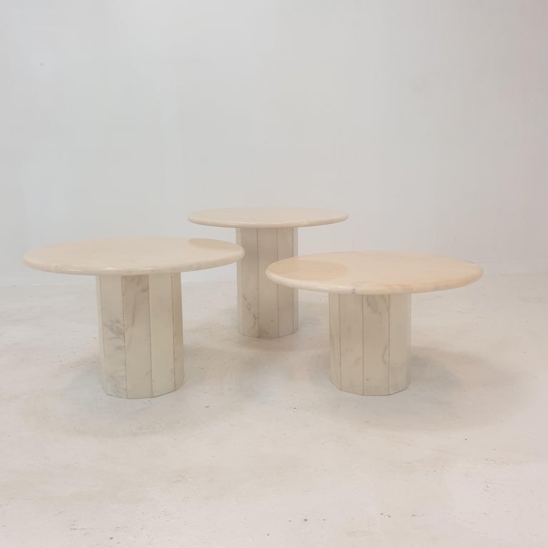 Set of 3 Italian Marble Side Tables, 1970s For Sale at 1stDibs