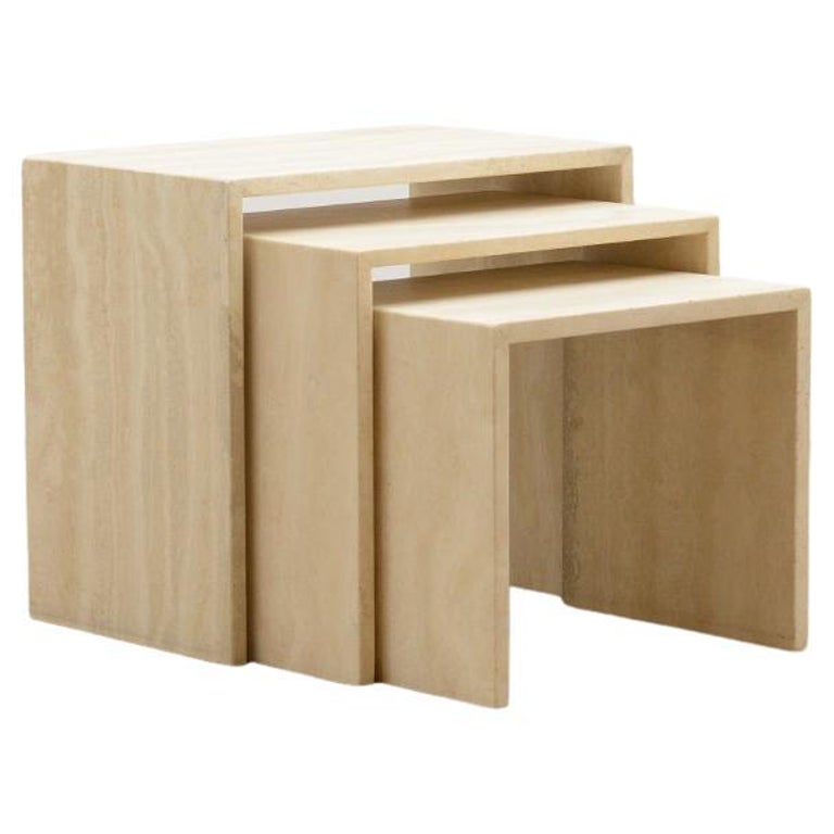 Set of 3 Italian Travertine Nesting / Side Tables 70’s at 1stDibs
