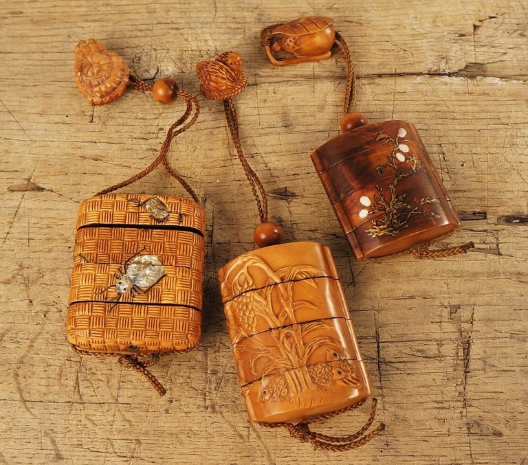 Set of 3 Japanese Inro Pill Boxes For Sale at 1stDibs | japanese pill ...