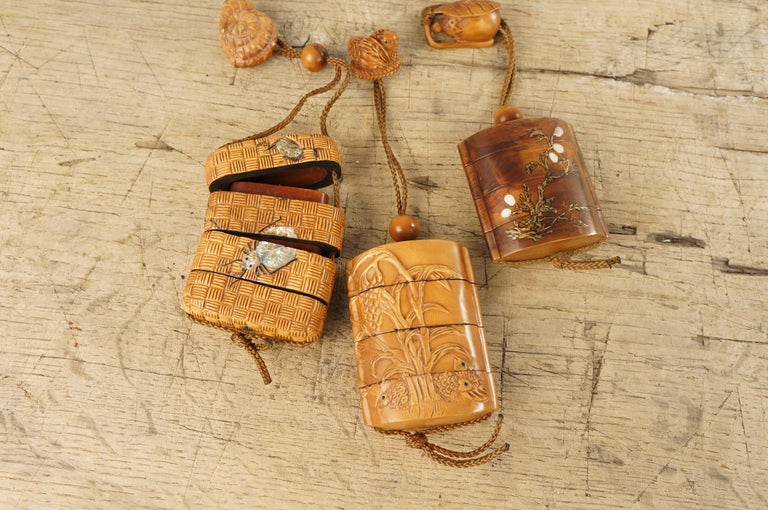 Set of 3 Japanese Inro Pill Boxes For Sale at 1stDibs | japanese pill ...