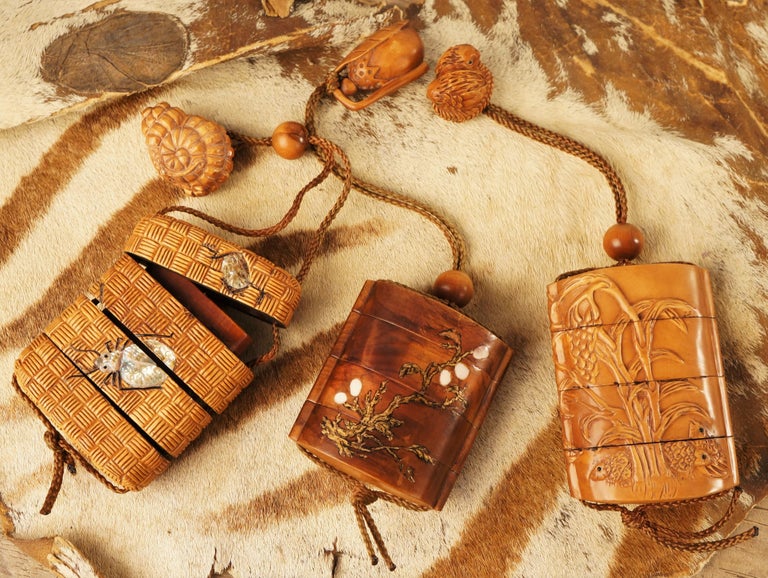 Set of 3 Japanese Inro Pill Boxes For Sale at 1stDibs | japanese pill ...
