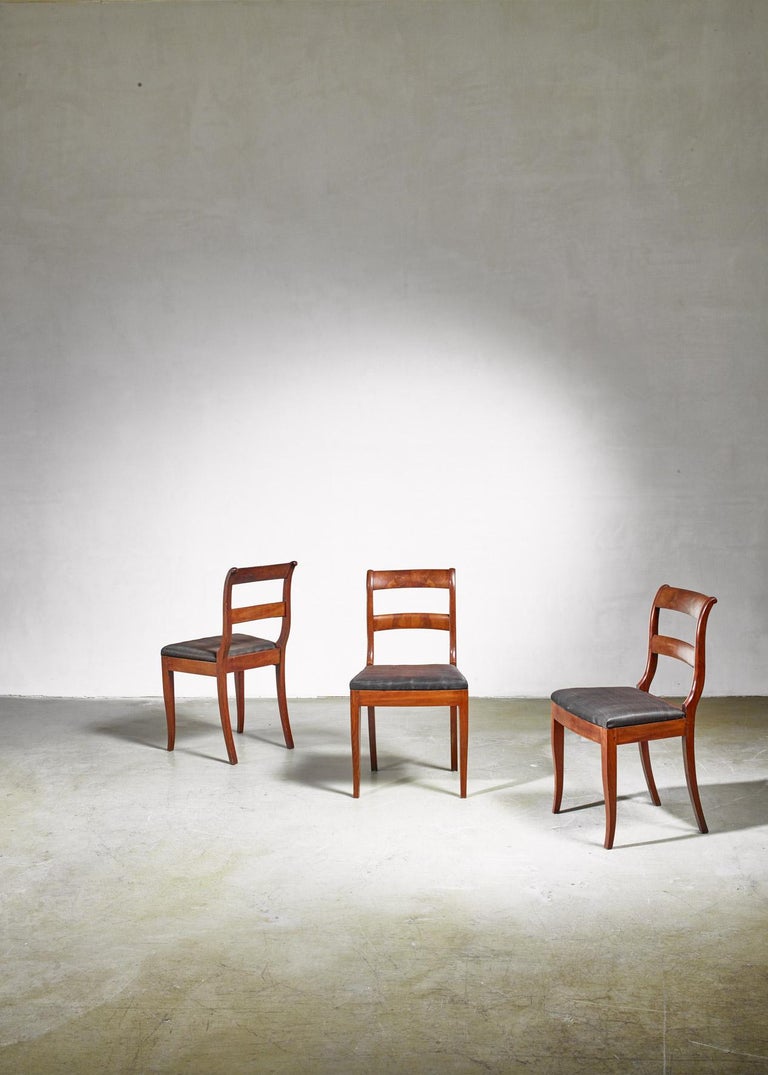 Set of 3 Karl Johan Style Sidechairs with Horsehair Seat, Sweden, 19th ...