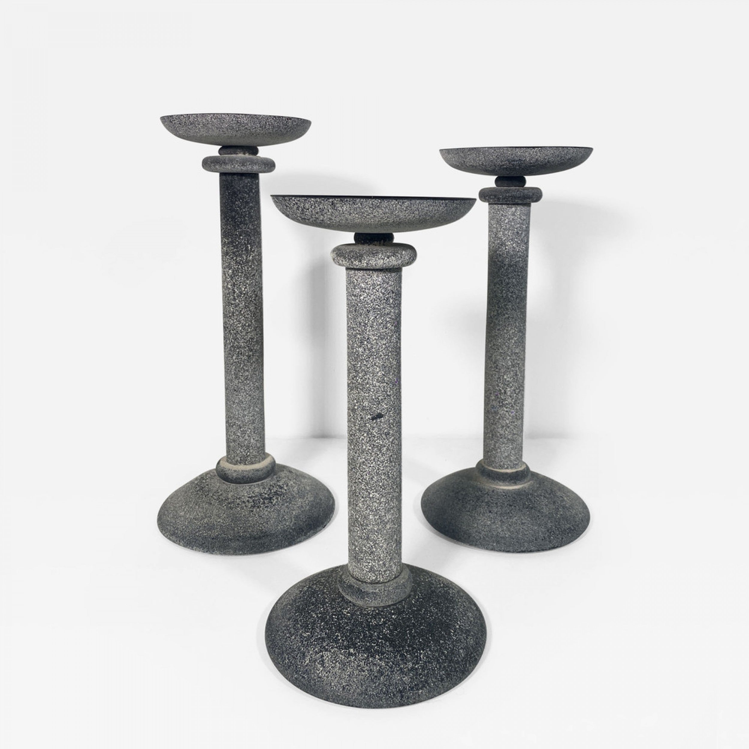 Set of 3 Karl Springer for Seguso Italian Venetian Gray Scavo Glass ...