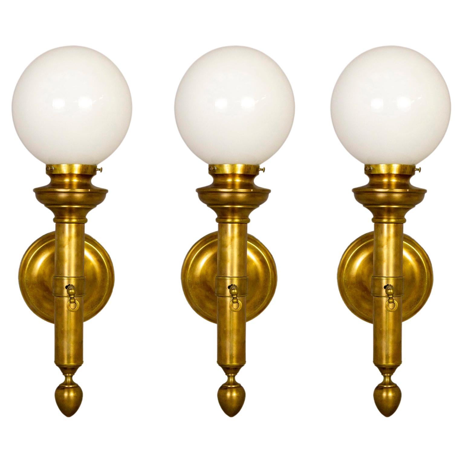 Set of 3 Large Neoclassical, American Empire Style Gas Wall Sconces at ...