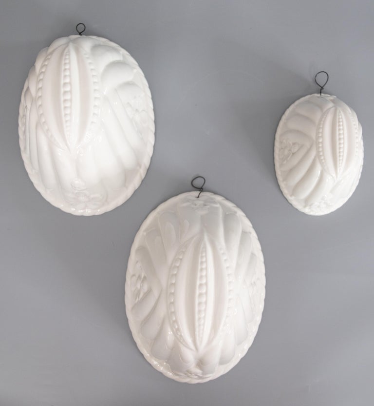 Set of 3 Mid-Century French White Ceramic Jelly Pudding Molds Wall ...