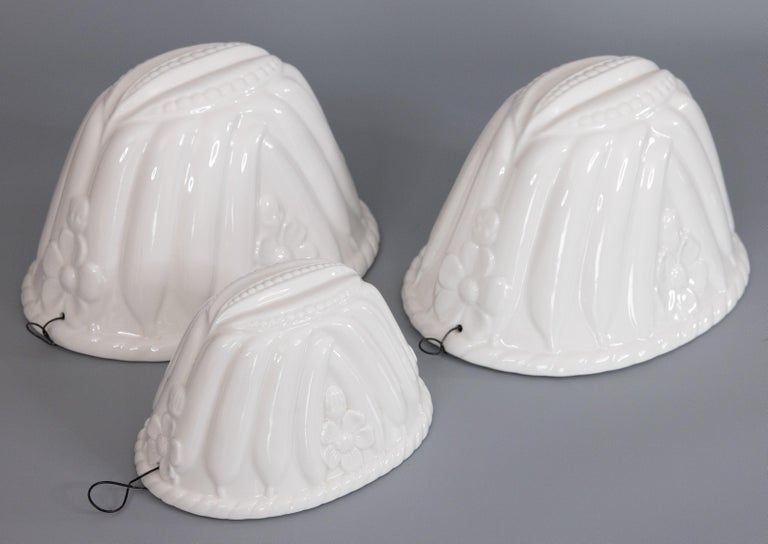 Set of 3 Mid-Century French White Ceramic Jelly Pudding Molds Wall ...