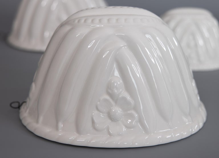 Set of 3 Mid-Century French White Ceramic Jelly Pudding Molds Wall ...
