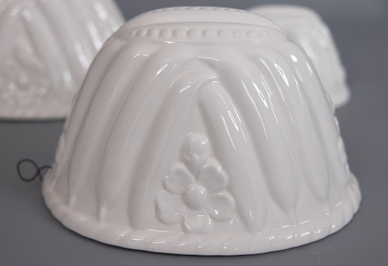 Set of 3 Mid-Century French White Ceramic Jelly Pudding Molds Wall ...