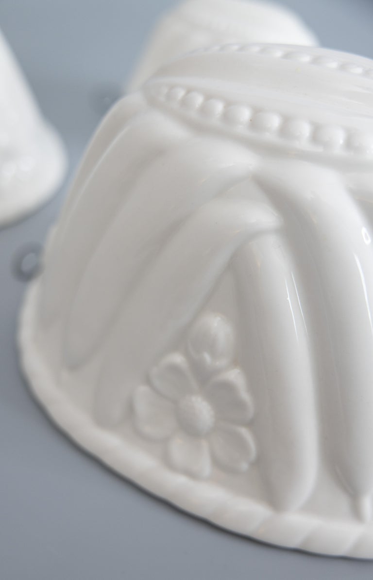 Set of 3 Mid-Century French White Ceramic Jelly Pudding Molds Wall ...