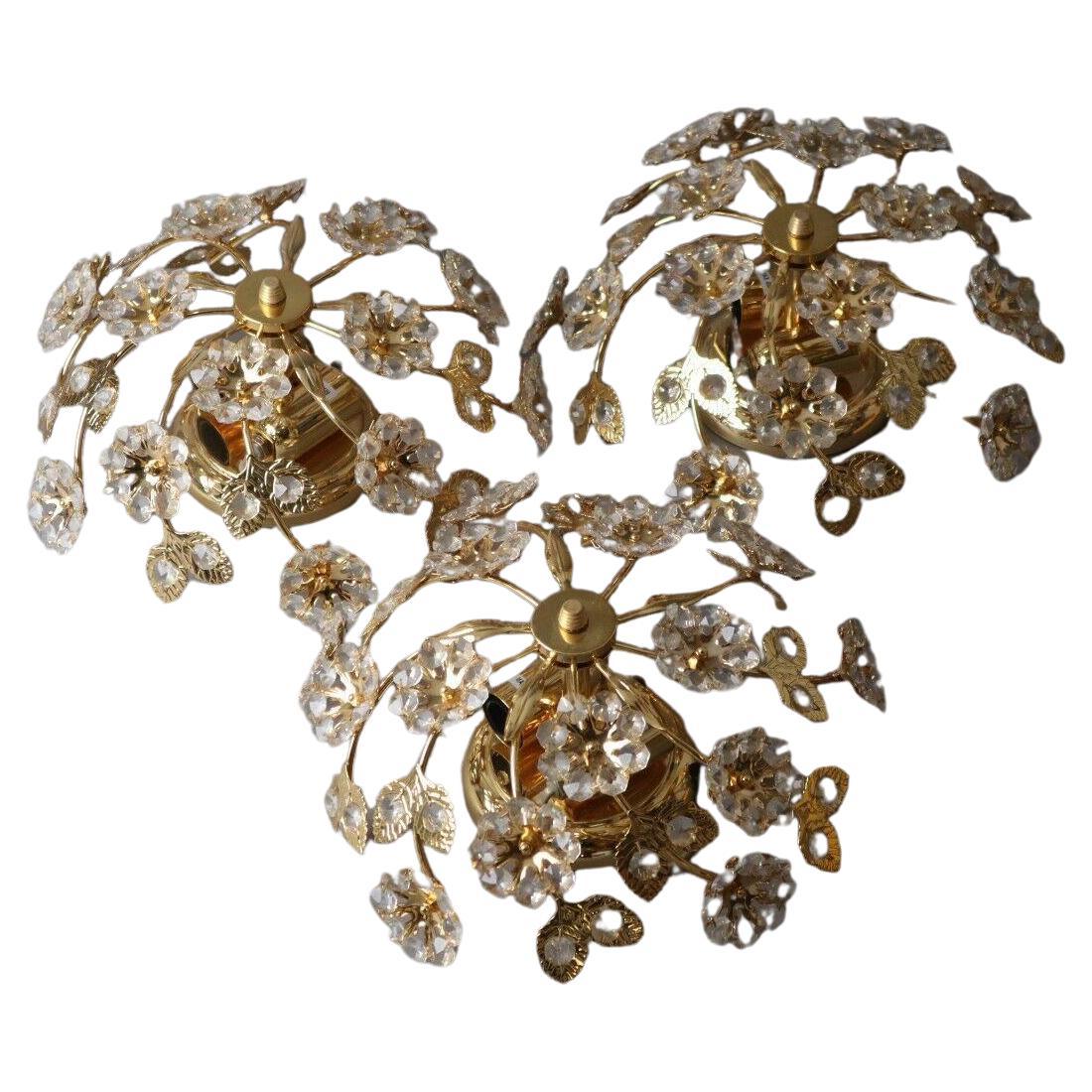 1970s French Mid Century Modern Brutalist Brass Floral Form Ceiling
