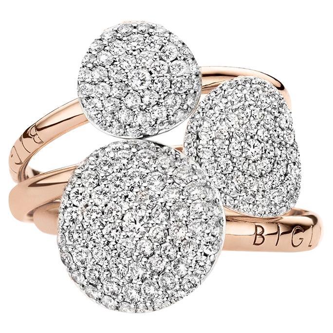 Customizable Set of 3 Mini Waves Rings in 18kt Rose and White Gold with ...