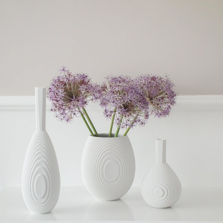 Set of 3 Modern Porcelain Vases "Flow" by Vibeke Rytter for ...