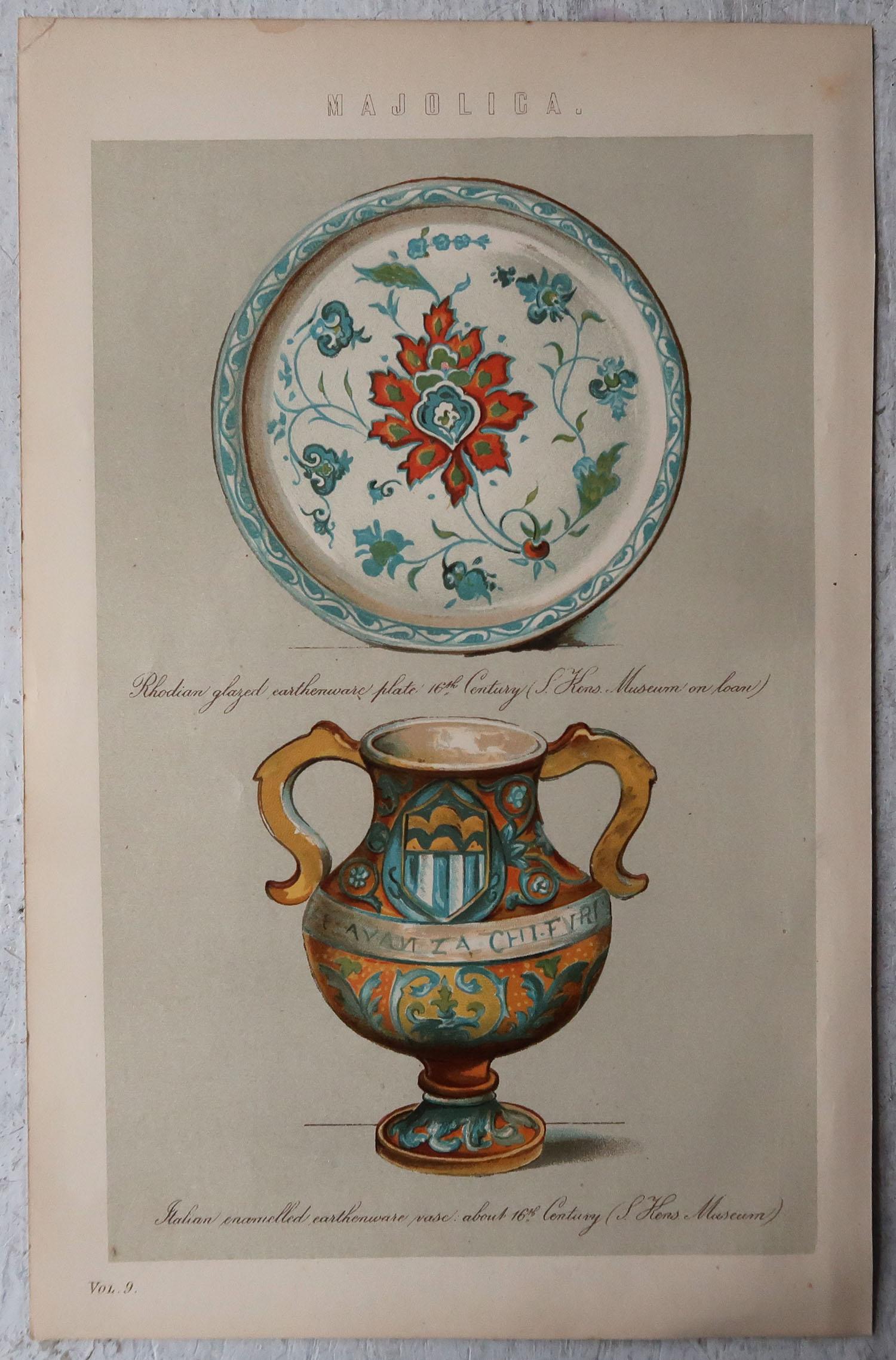 Set of 3 Original Antique Prints of Ceramics, circa 1850 at 1stDibs