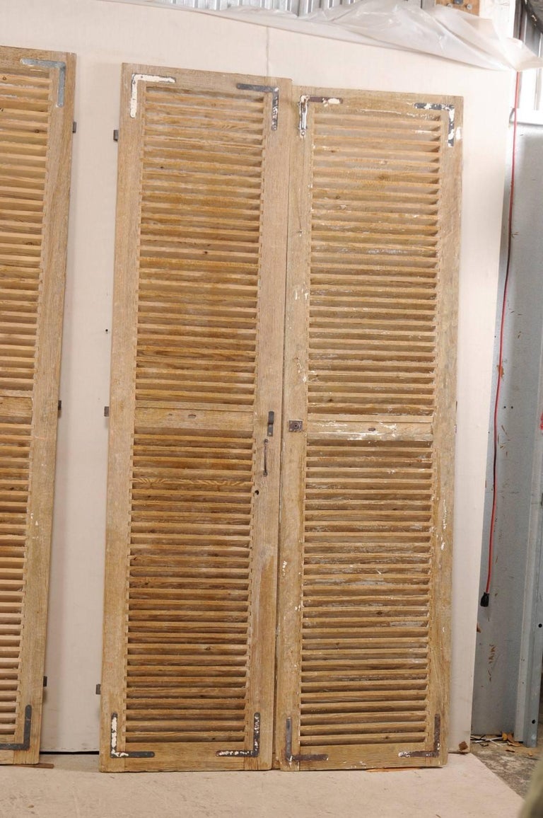 Set of Three Pairs of French 19th Century Natural Wood Shuttered Doors ...
