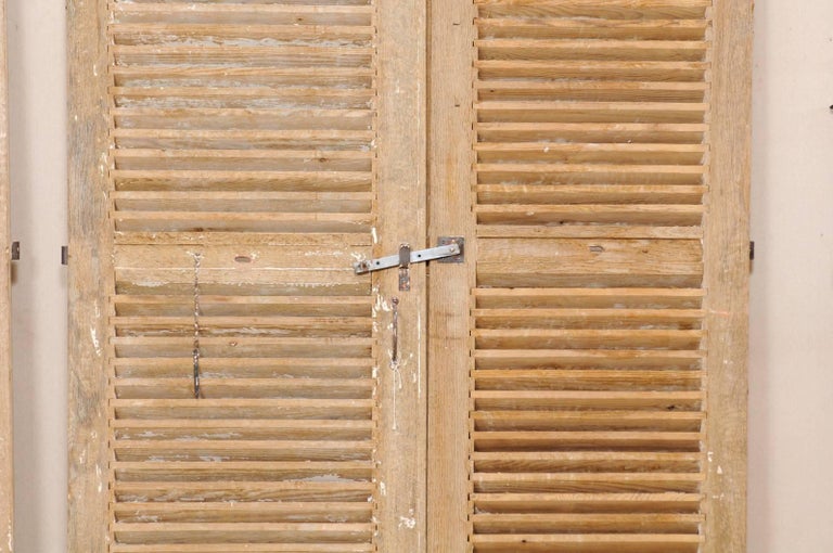Set of Three Pairs of French 19th Century Natural Wood Shuttered Doors ...