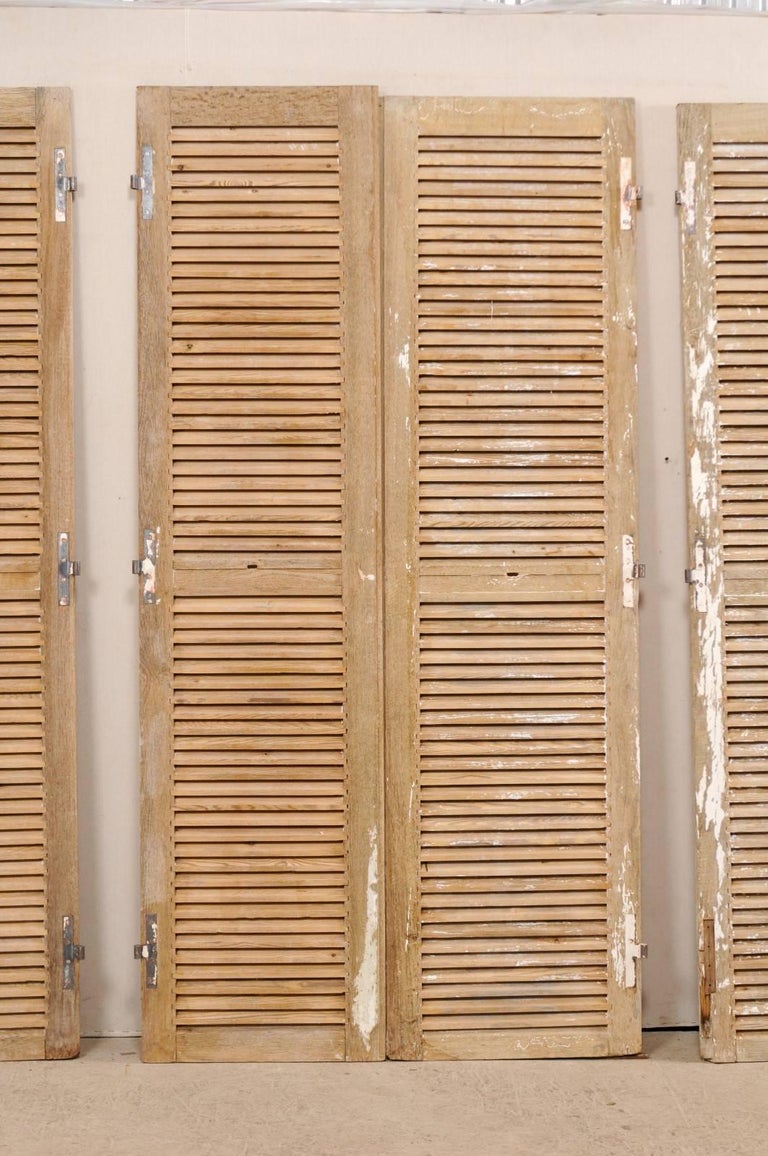 Set of Three Pairs of French 19th Century Natural Wood Shuttered Doors ...