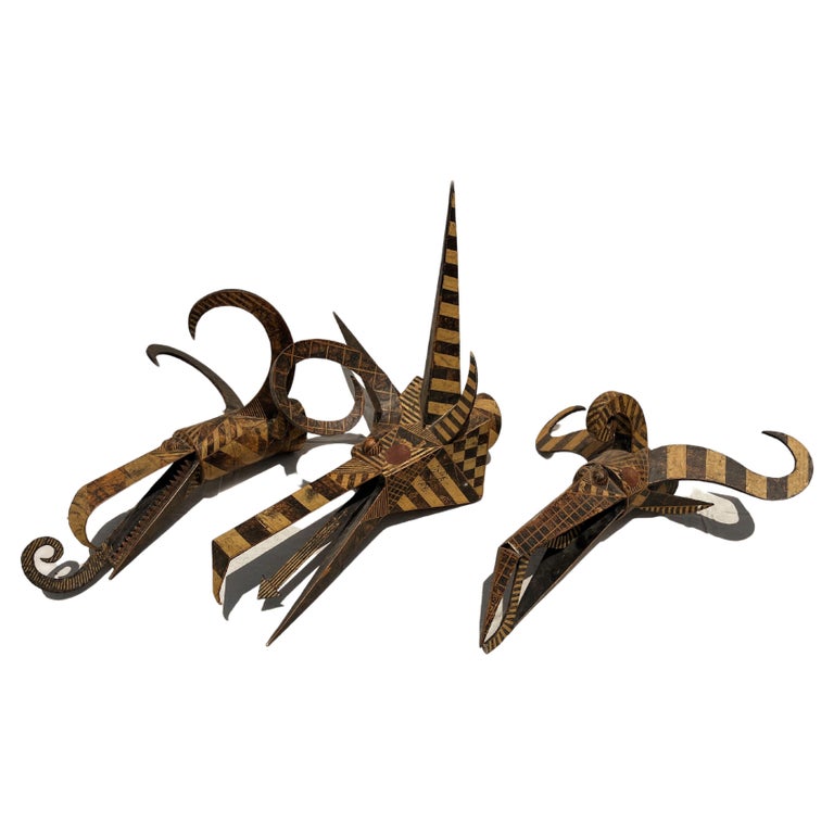 Set of 3 Paper Mache Gargoyle Heads By Peter Winter For Sale at 1stDibs