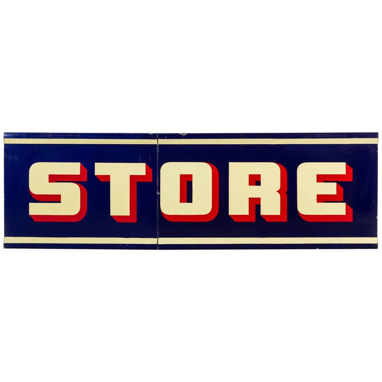 Set of 3 pieces - Vintage Enamel and Porcelain ‘STORE’ Trade Sign at ...