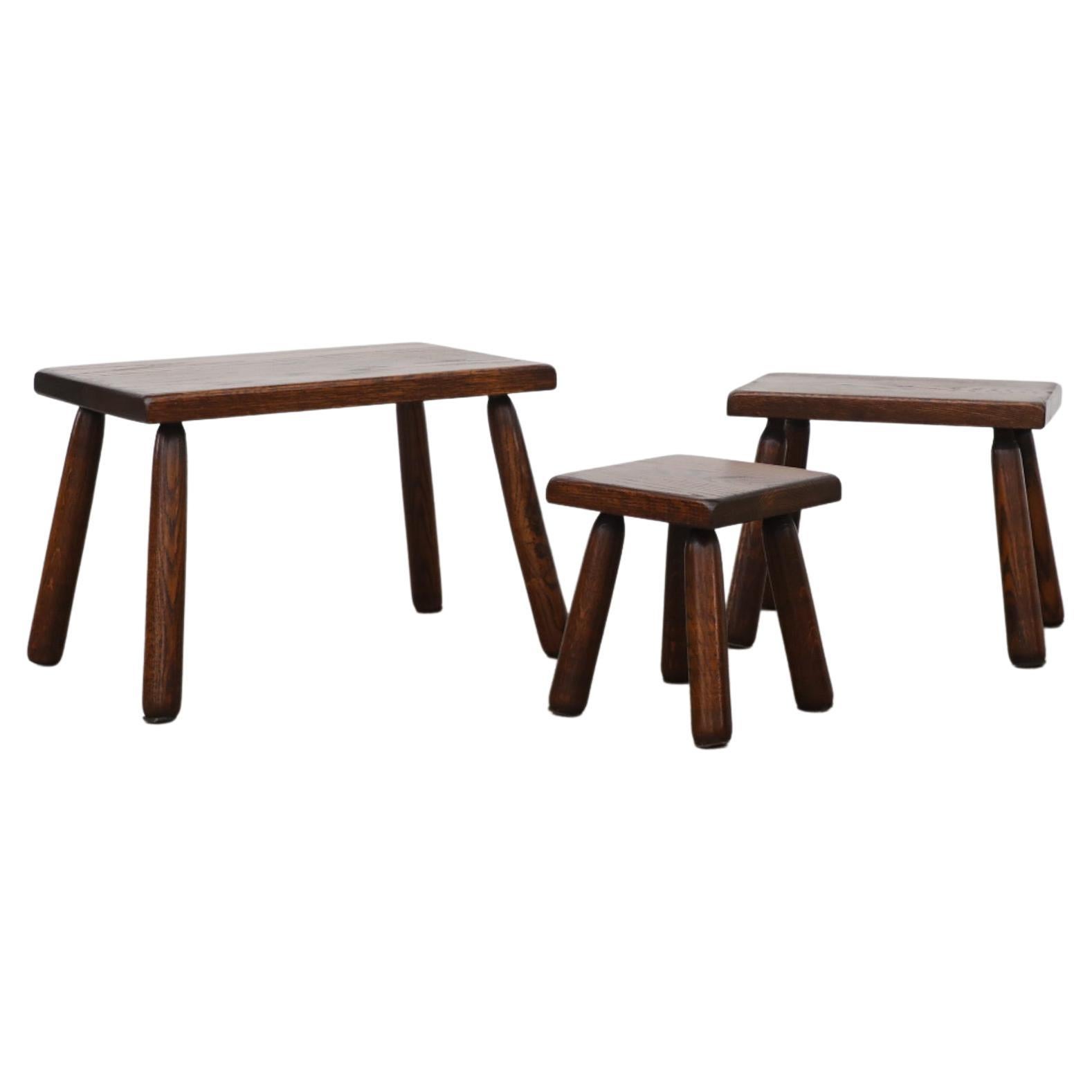 Pierre Chapo ‘T23’ Solid Elm Side Tables, Set of Two at 1stDibs