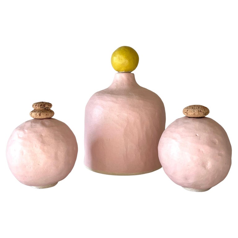 Set of 3 Pink Edwina and Annie Vases by Meg Morrison For Sale at 1stDibs