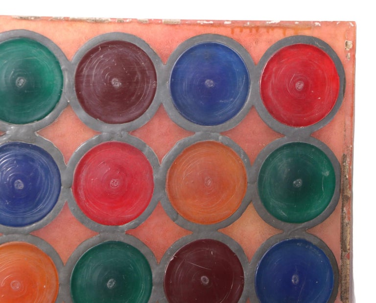 Set of 3 Plastic Leaded Glass Bullseye Style Panels For Sale at 1stDibs