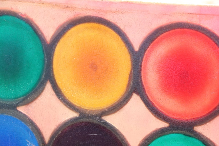 Set of 3 Plastic Leaded Glass Bullseye Style Panels For Sale at 1stDibs