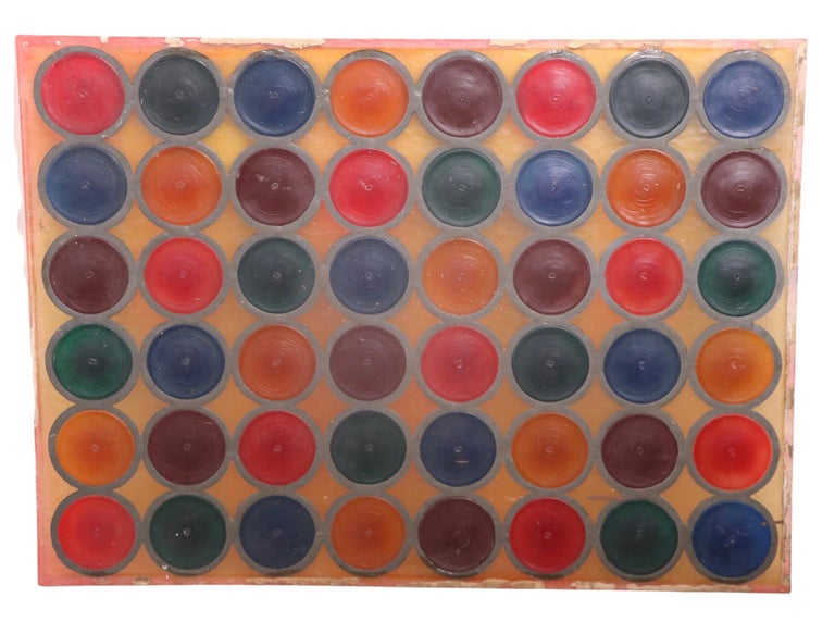 Set of 3 Plastic Leaded Glass Bullseye Style Panels For Sale at 1stDibs