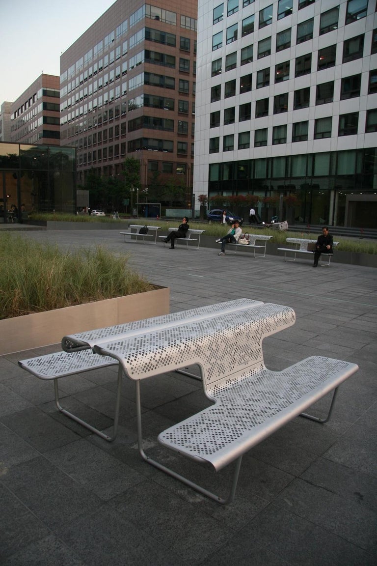 Set of 3 Poeta Industrial Bench in Perforated Steel Finish By Alfredo ...