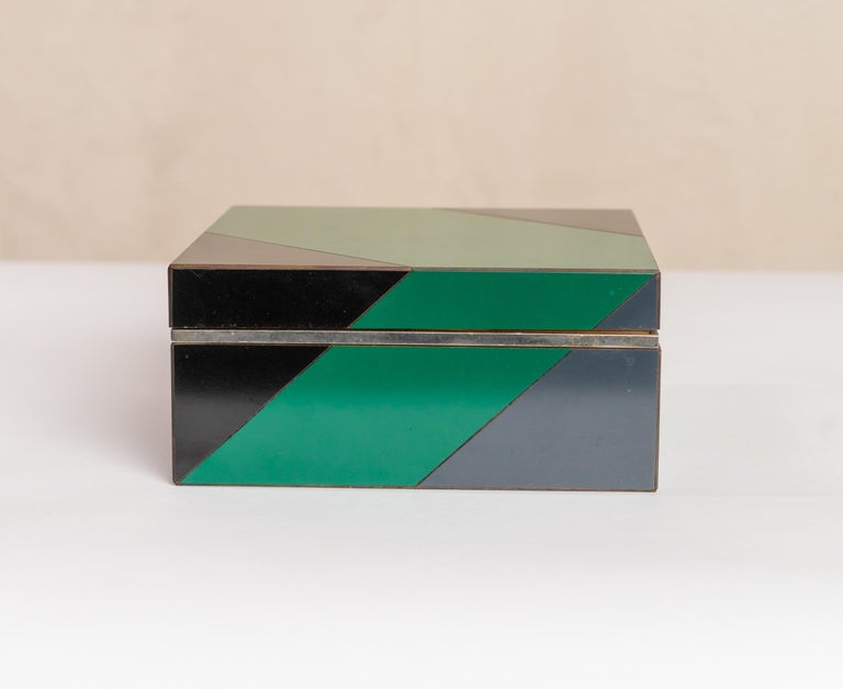 Set of 3 Polychrome and Laminated and Polished Nickel Art Deco Style ...