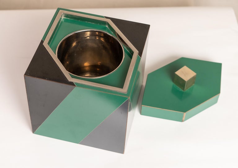 Set of 3 Polychrome and Laminated and Polished Nickel Art Deco Style ...