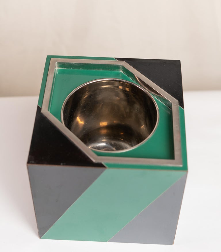 Set of 3 Polychrome and Laminated and Polished Nickel Art Deco Style ...