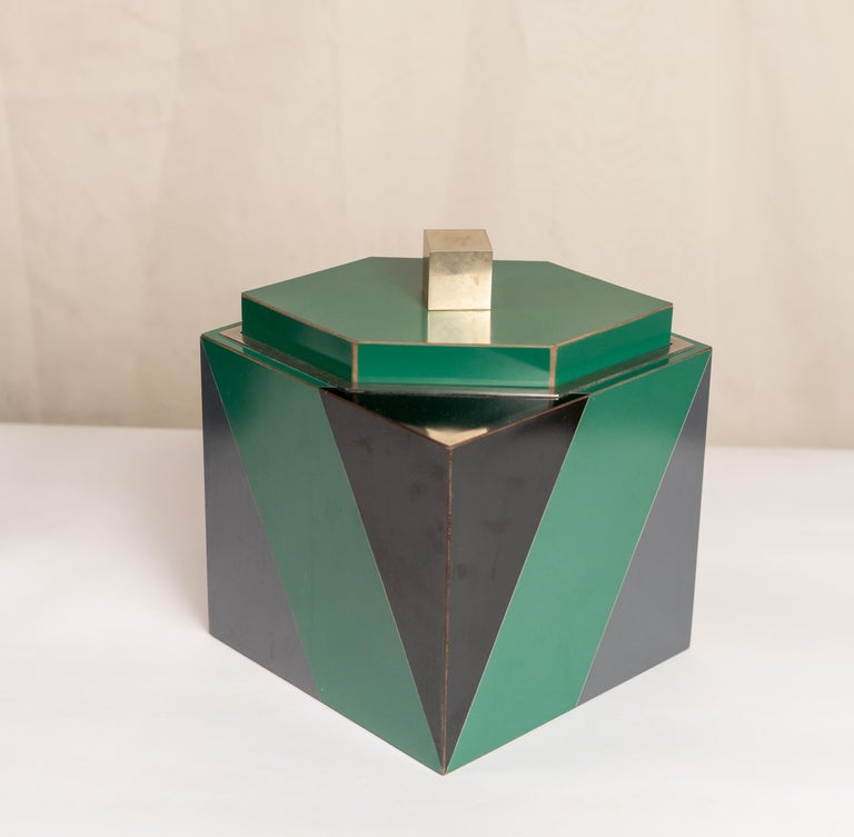 Set of 3 Polychrome and Laminated and Polished Nickel Art Deco Style ...