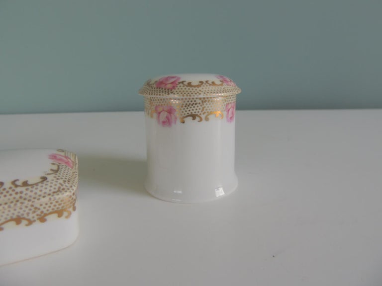 Set of '3' Porcelain Vintage Trinket Decorative Boxes For Sale at 1stDibs