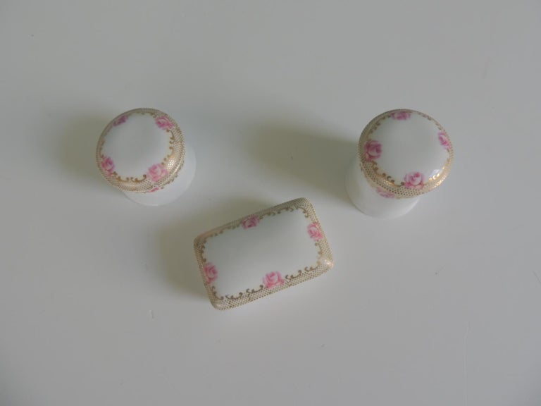 Set of '3' Porcelain Vintage Trinket Decorative Boxes For Sale at 1stDibs
