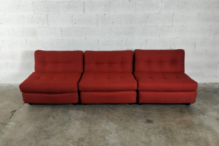 Set of 3 Red Amanta Lounge Chairs/Sofa by Mario Bellini for C&B Italia ...