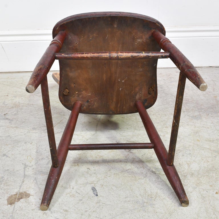 Set of 3 Authentic Plank Chairs with Red/Brown Paint, Pennsylvania ...